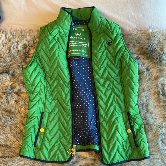 Ariat | Jackets & Coats | Ariat Quilted Navy Emerald Green Vest With ...